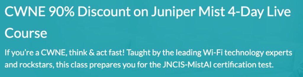 Juniper Mist Training & Certification – Wireless LAN Professionals